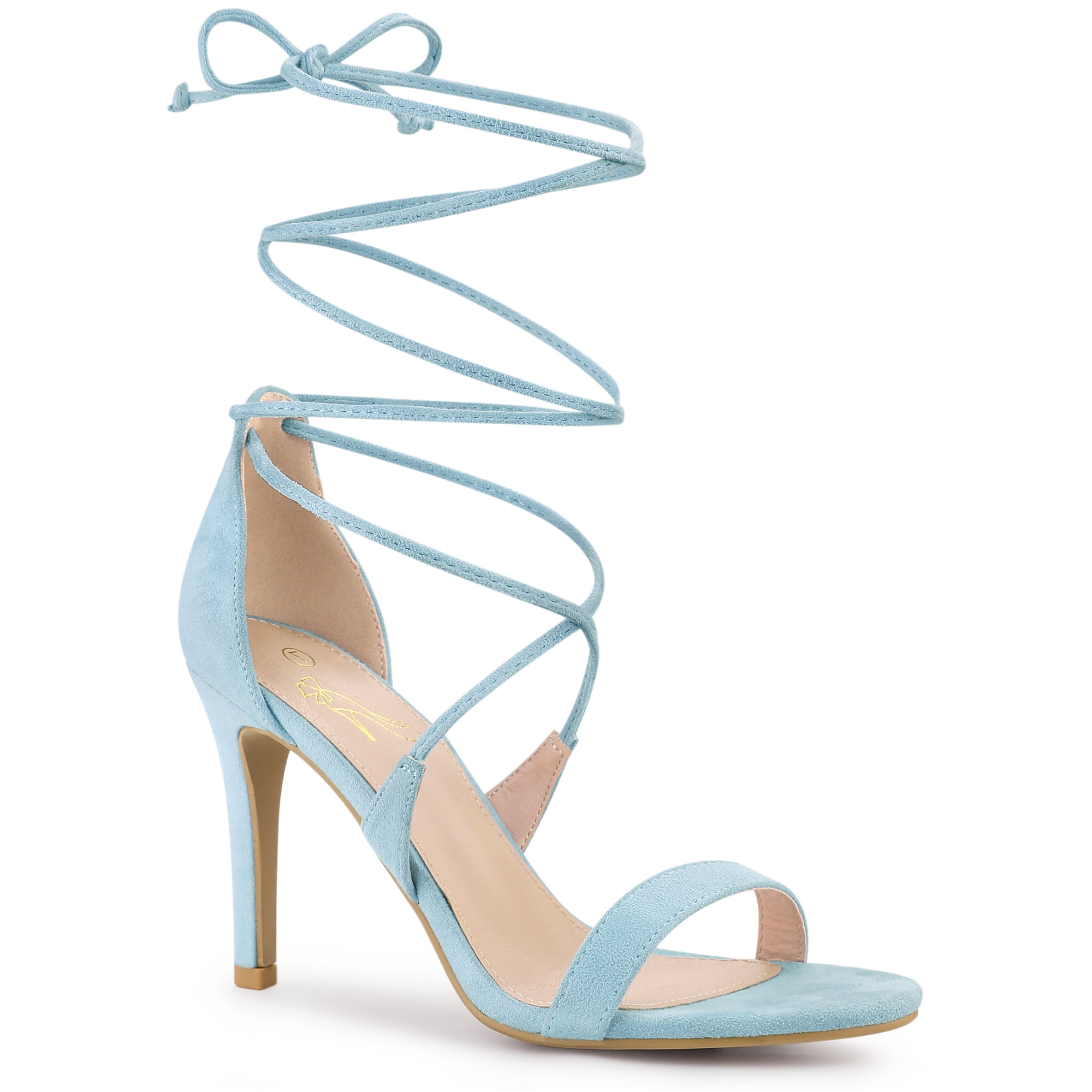 BLISSFUL STEP Women's Shoes Stiletto High Heel Ankle Wrap Tie Open Toe ...