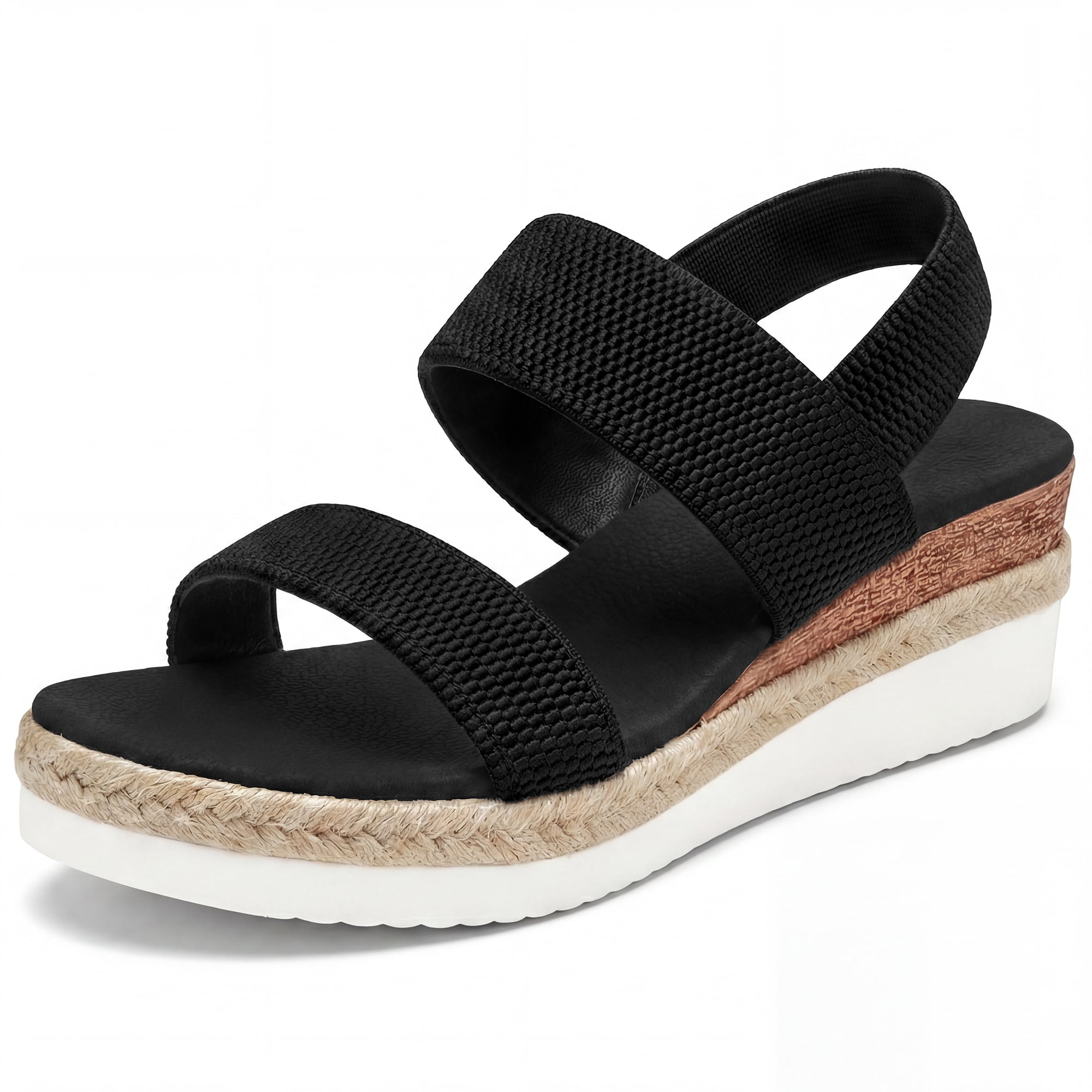 BLISSFUL STEP Women's Solid Color Hollow-out Platform Elastic Band ...