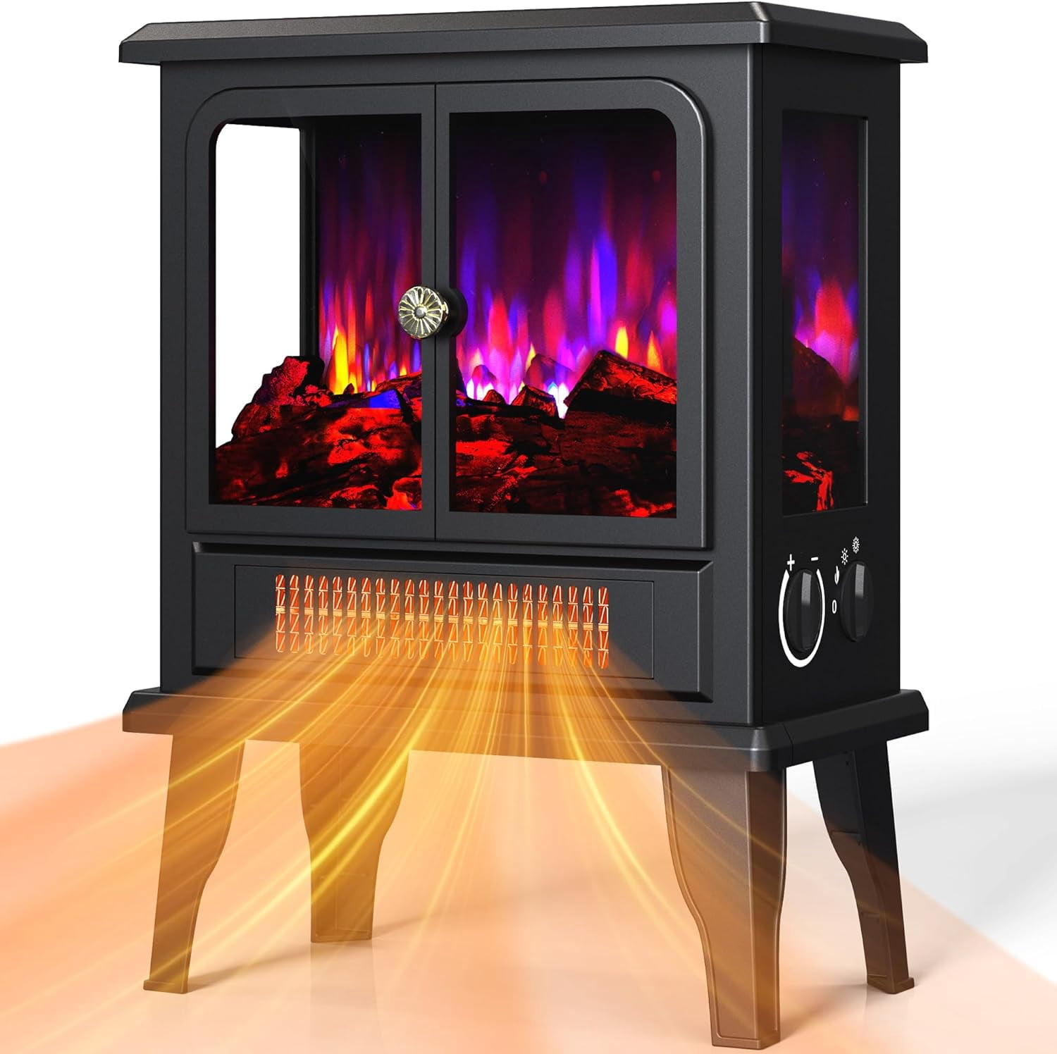 BLITZHOME Electric Fireplace Heater 18'', 3D Realistic Flame ...