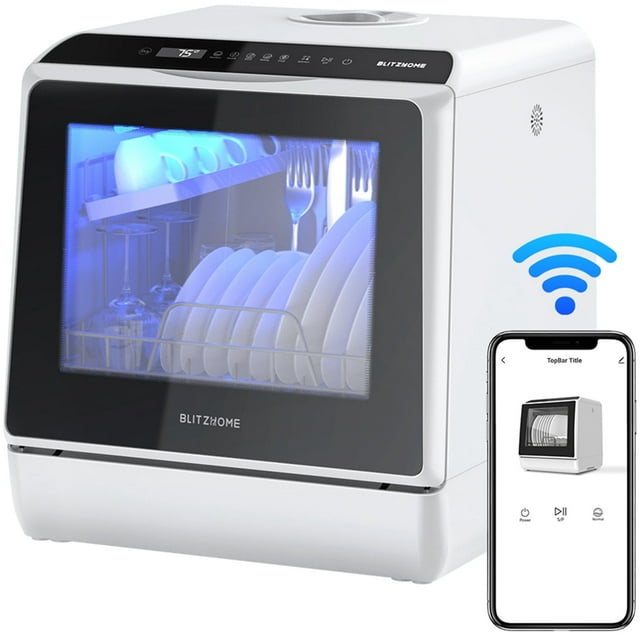 BLITZHOME Portable Countertop Dishwasher, Compact, Smart, 5 Programs ...