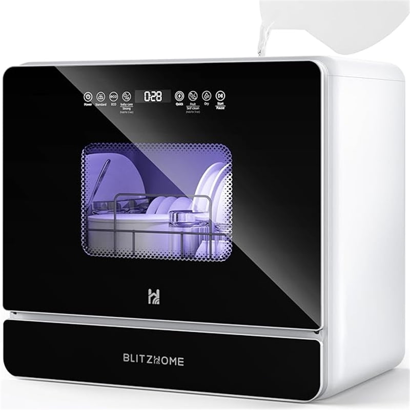 BLITZHOME Upgraded Portable Countertop Dishwasher, 9 Programs,5.2L ...