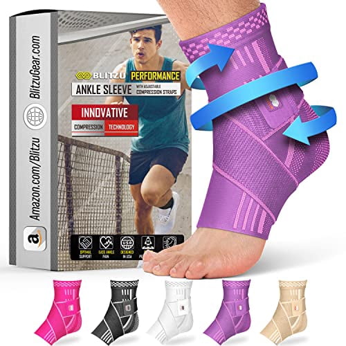 BLITZU Ankle Brace With Adjustable Compression Support Strap for ...