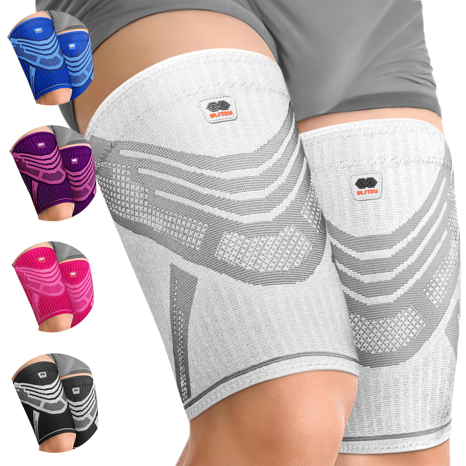 BLITZU Thigh Compression Sleeves (Pair) Quad, Groin and Hamstring ...