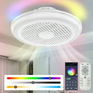 18in Bladeless Ceiling Fan, APP & Remote Control, 3-Color Light, 6 ...