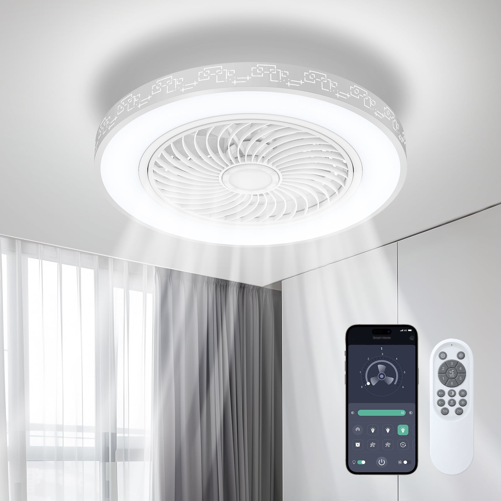 BLITZWILL 22" Ceiling Fans with Lights, 3 Colors Temperature,6 Speeds ...