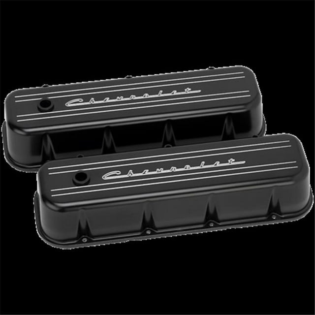 BLK96123 Big Block Chevy Tall Valve Cover with Chevrolet Script, Black ...