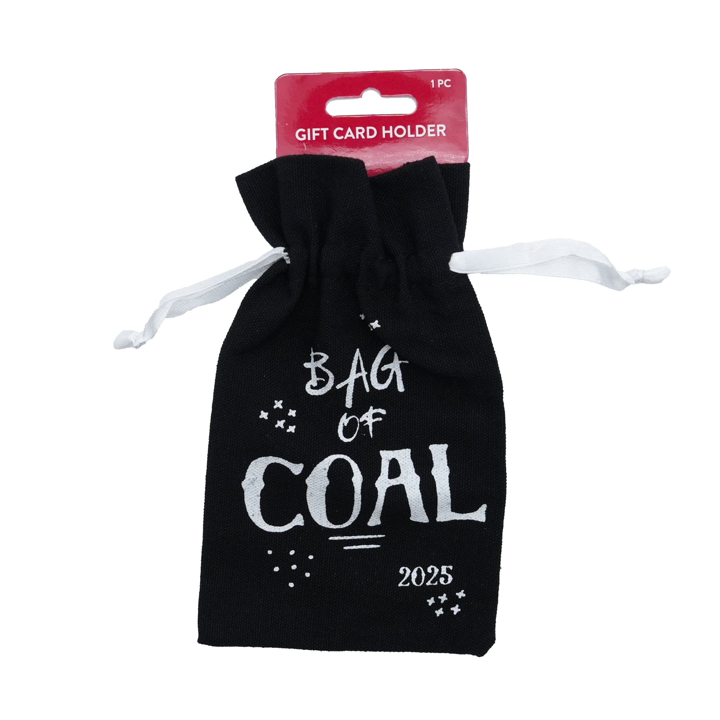 Mini Black Bag of Coal Fabric Gift Card Bag, 3.5" x 7", by Holiday Time ...