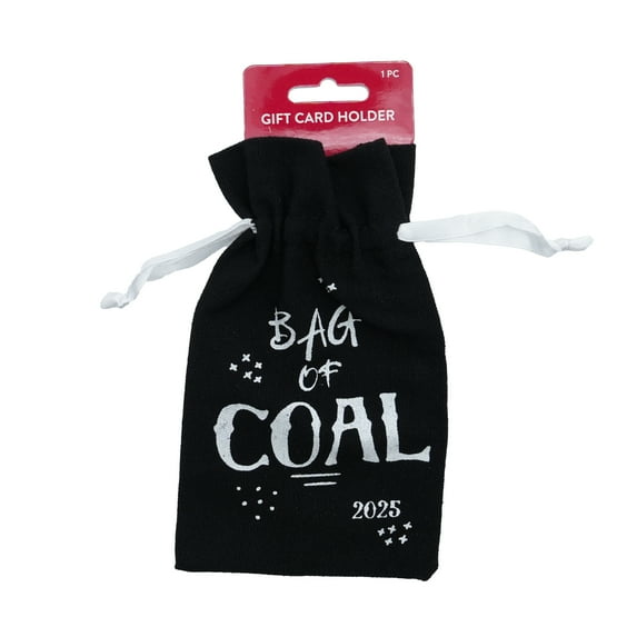 Mini Black Bag of Coal Fabric Gift Card Bag, 3.5" x 7", by Holiday Time ...