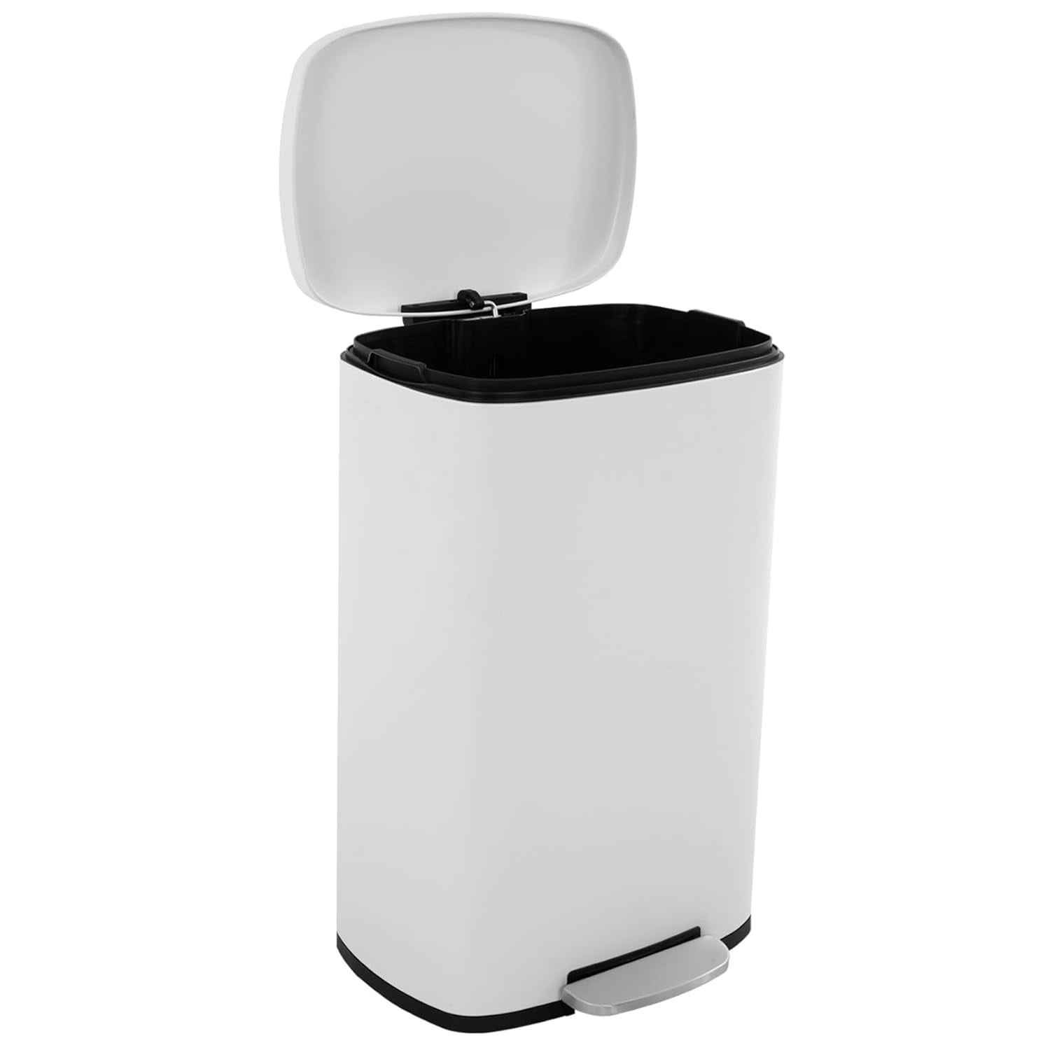 BLKMTY 13 Gallon White Stainless Steel Trash Can with Lid, Foot Pedal ...