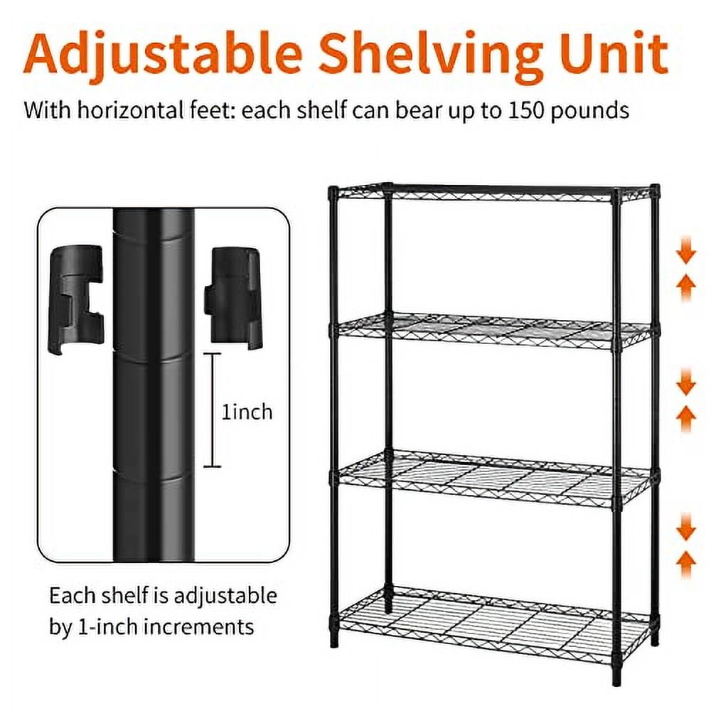 BLKMTY 4-Tier Storage Shelves Wire Rack Metal Shelving Unit ...