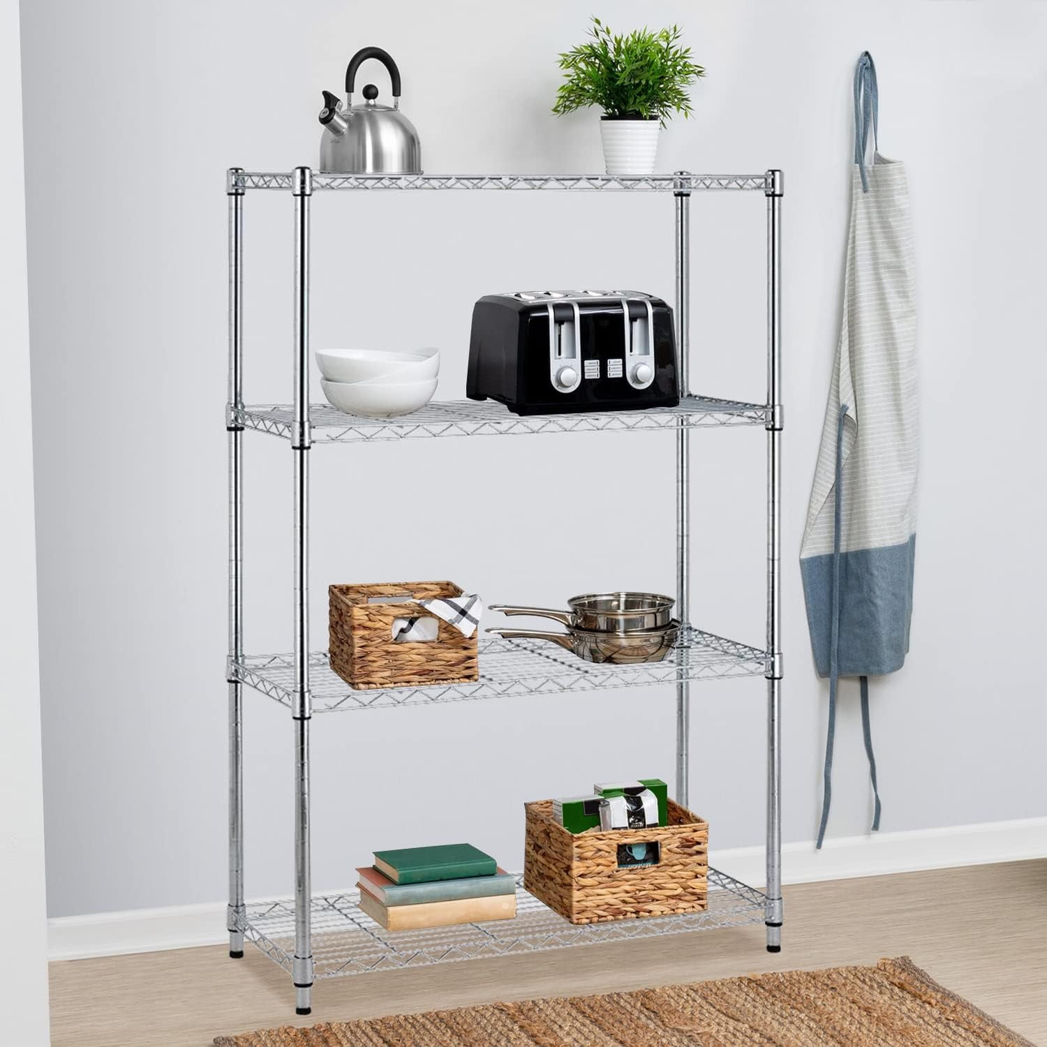 BLKMTY 4-Tier Storage Shelves Wire Rack Metal Shelving Unit ...