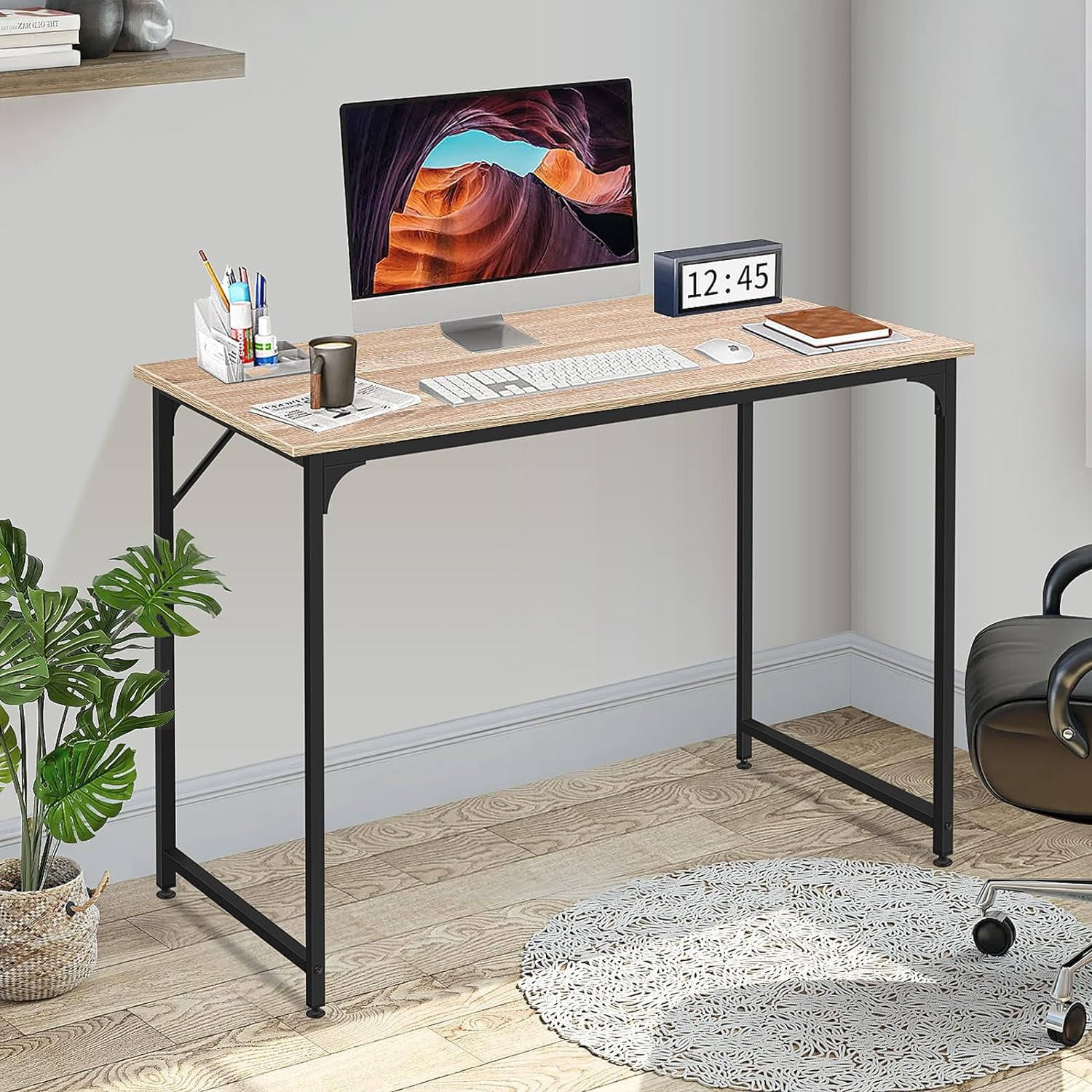 BLKMTY 47" Computer Desk Home Office Desk Writing Desk Wood PC Study ...