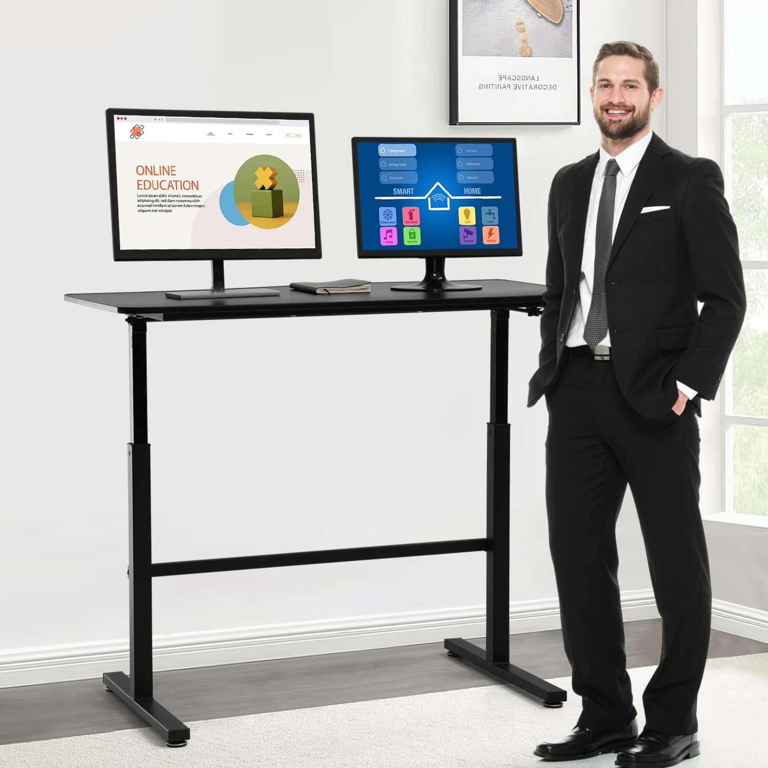 BLKMTY 47" Office Desk Adjustable Standing Desk Ergonomic Computer ...