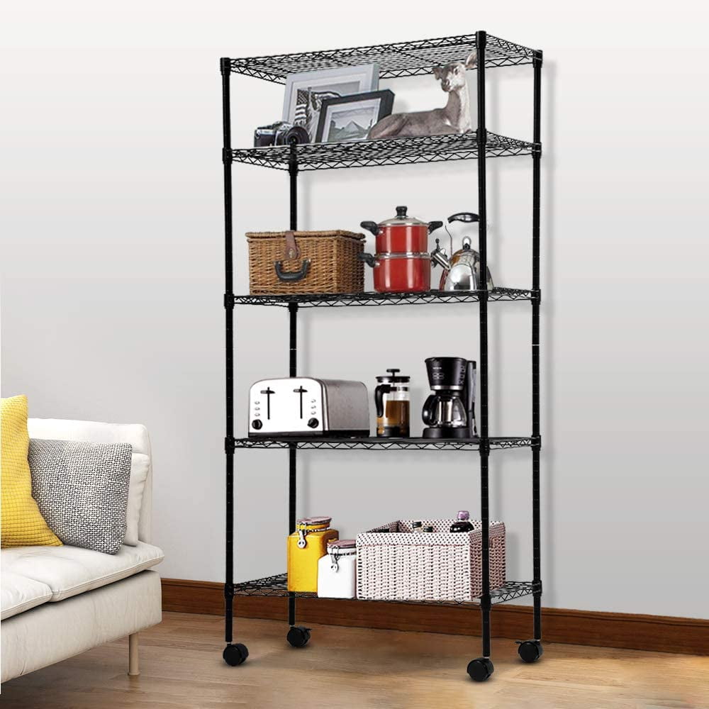 BLKMTY 5 Tier Metal Wire Shelving Unit, Heavy Duty, Adjustable, Modern ...