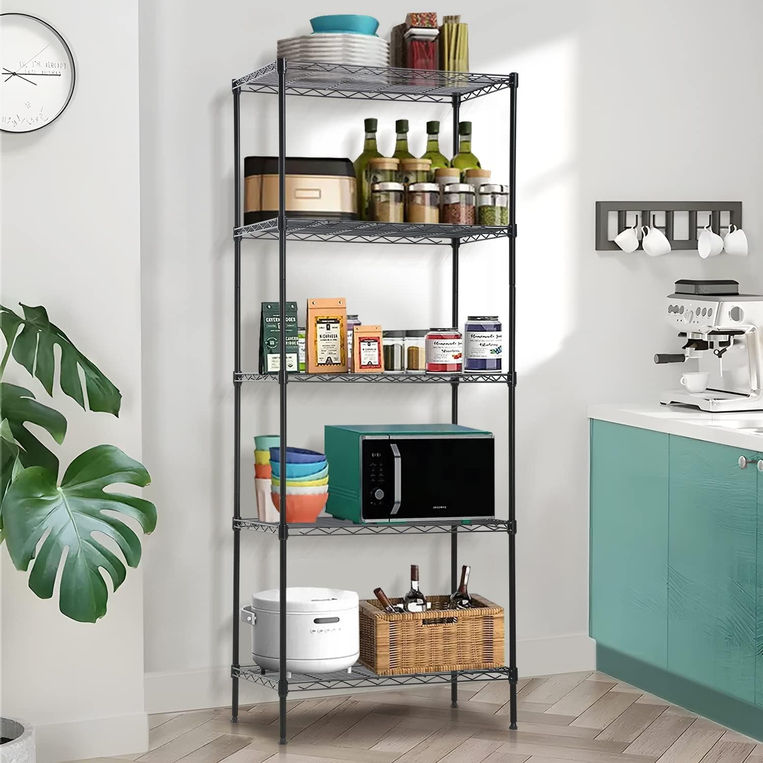 BLKMTY 5-Tier Wire Shelving Metal Shelf Unit Storage Shelves Adjustable ...