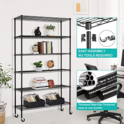 BLKMTY 6 Tier Wire Shelving Unit Adjustable Storage Shelves Metal Shelf ...