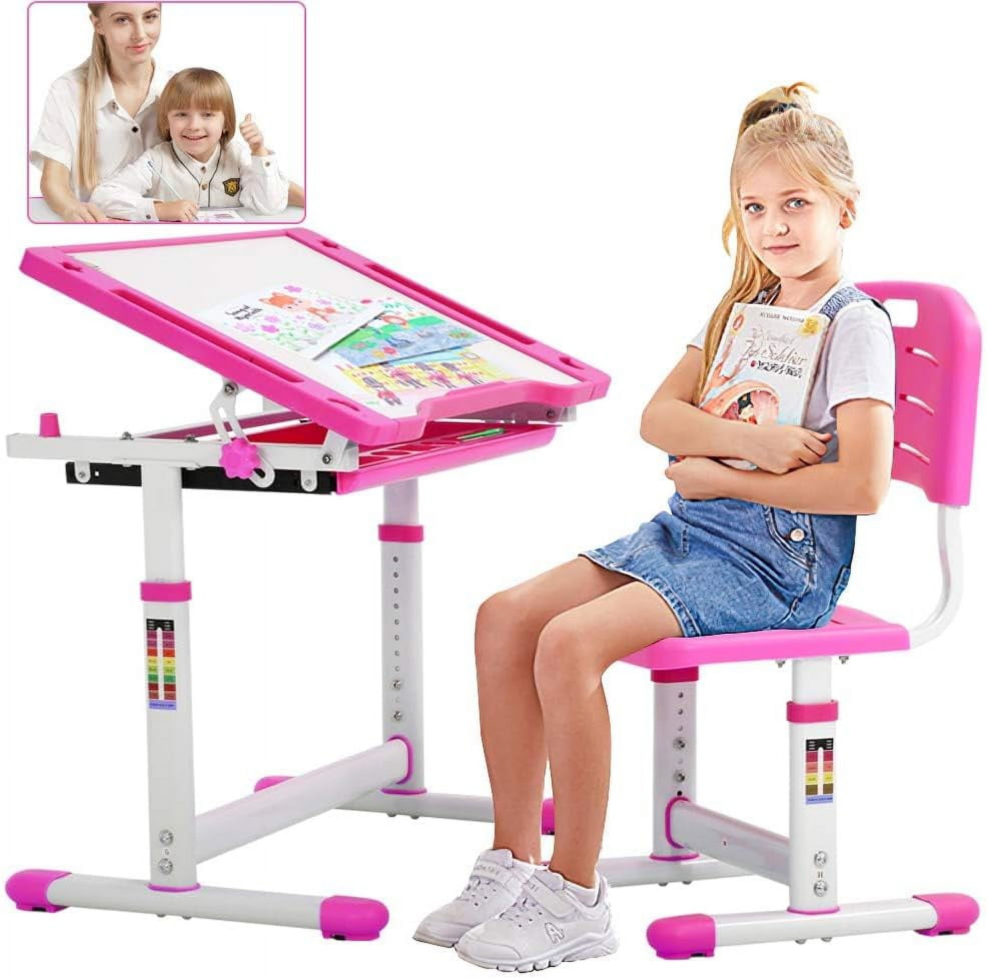 BLKMTY Desk and Chair Set Painting Table and Chairs Set Height ...
