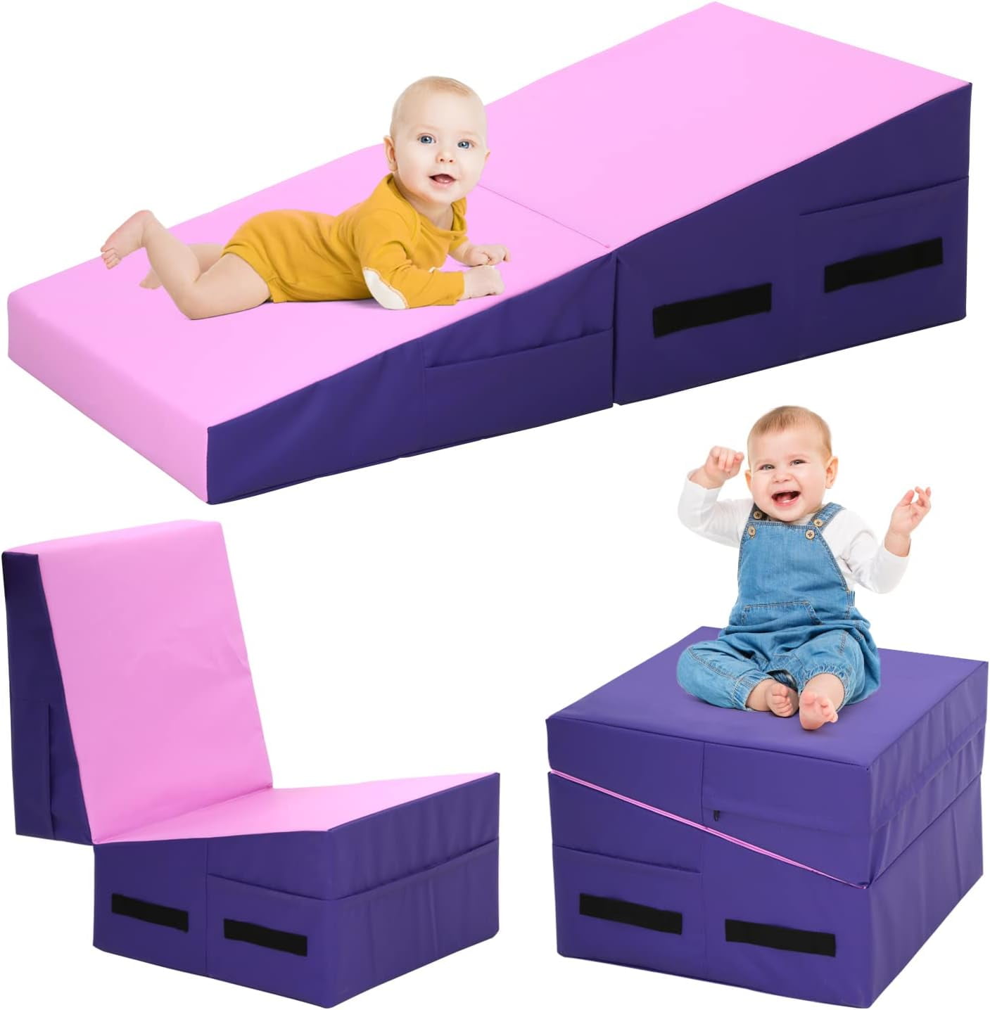 BLKMTY Gymnastics Mat Incline Mat for Kids, 34"x24" Folding Tumbling ...