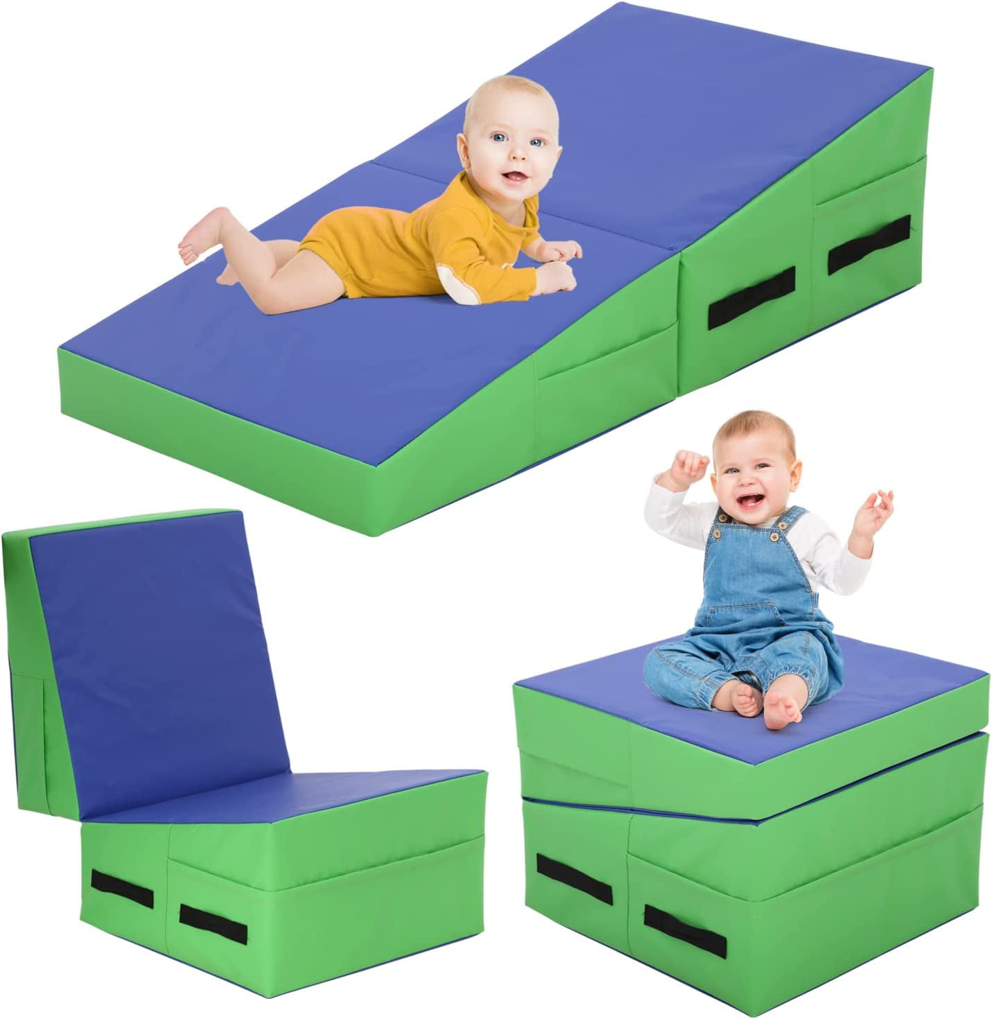 BLKMTY Gymnastics Mat Incline Mat for Kids, 34"x24" Folding Tumbling ...