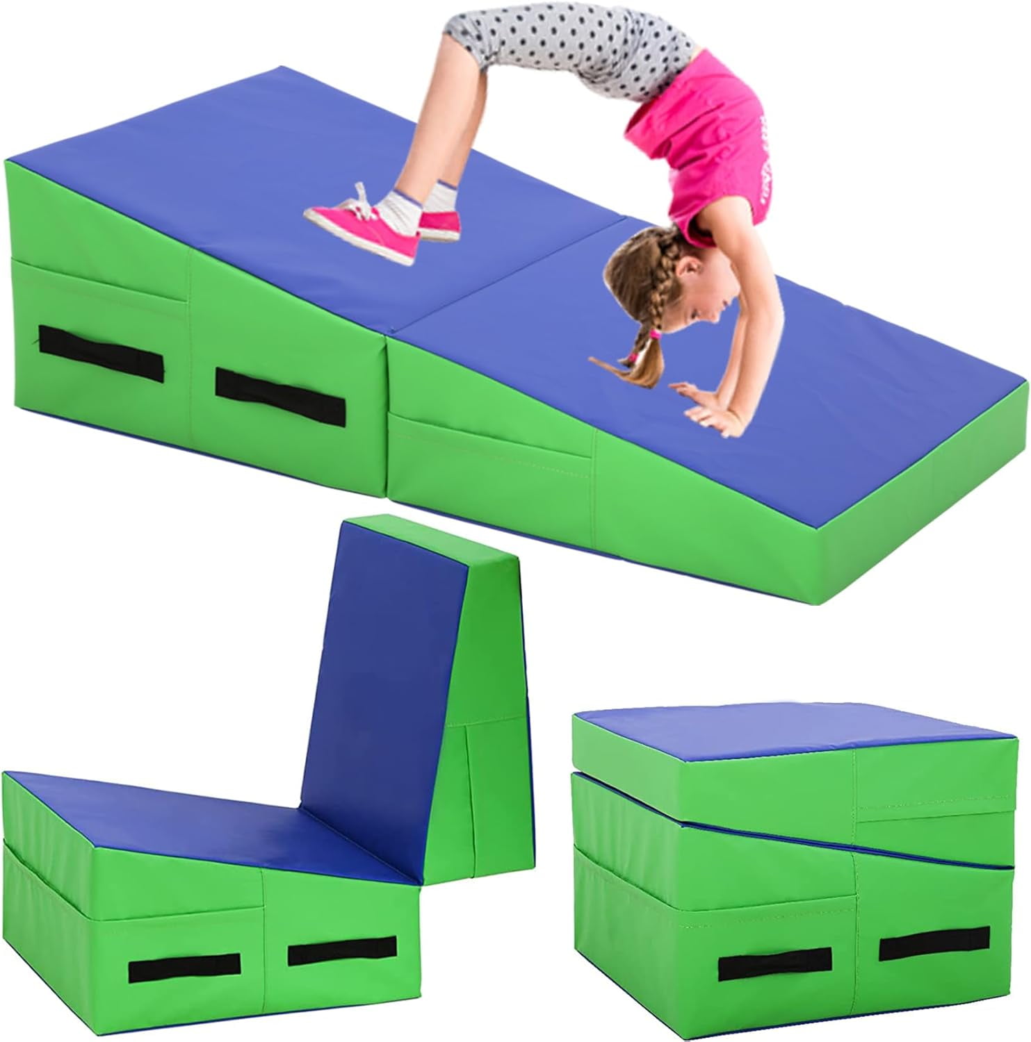 BLKMTY Gymnastics Mat Incline Mats 48"x24" Folding Tumbling Mats Cheese ...
