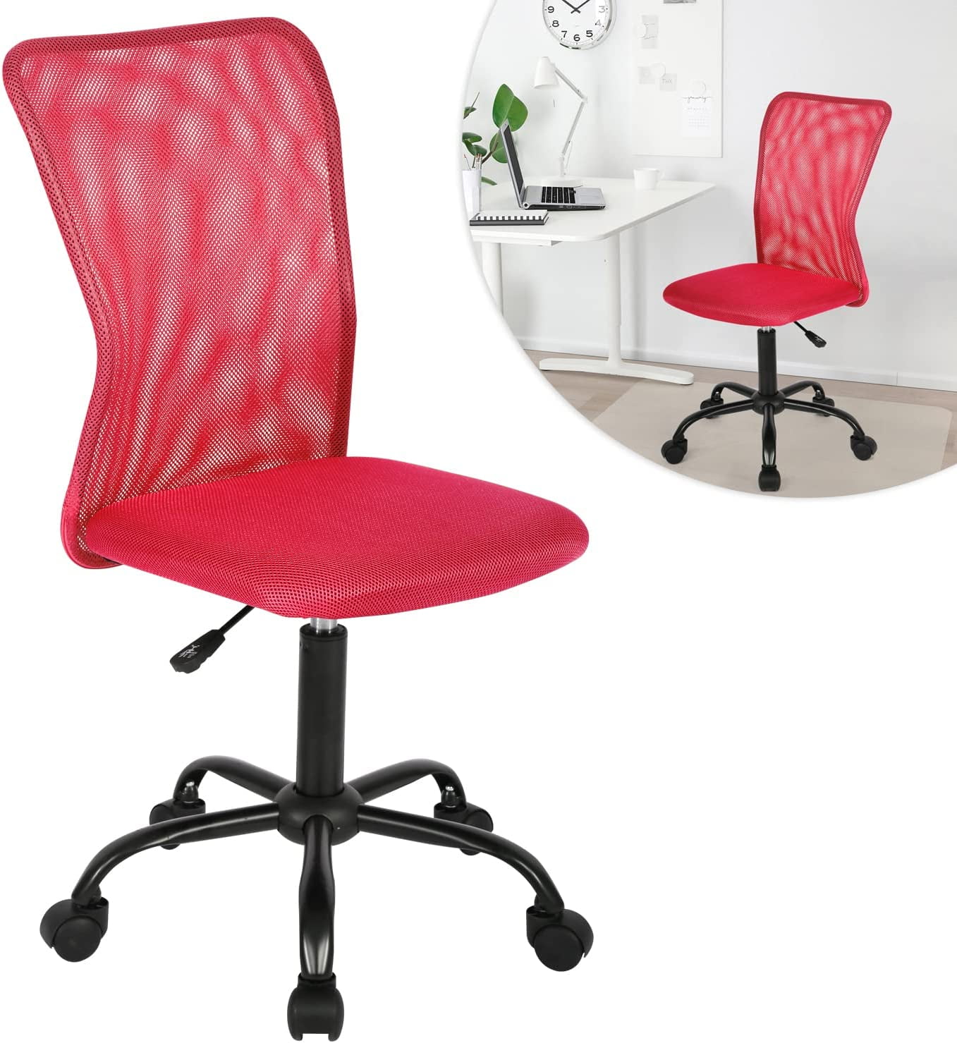 BLKMTY Modern Executive Armless Mesh Office Chair, Red - Breathable ...