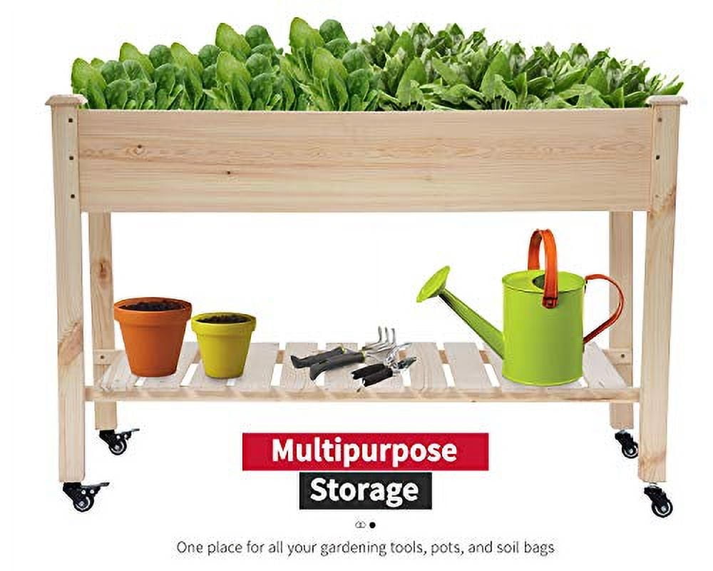 BLKMTY Raised Garden Bed with Wheels Elevated Garden Planters with ...