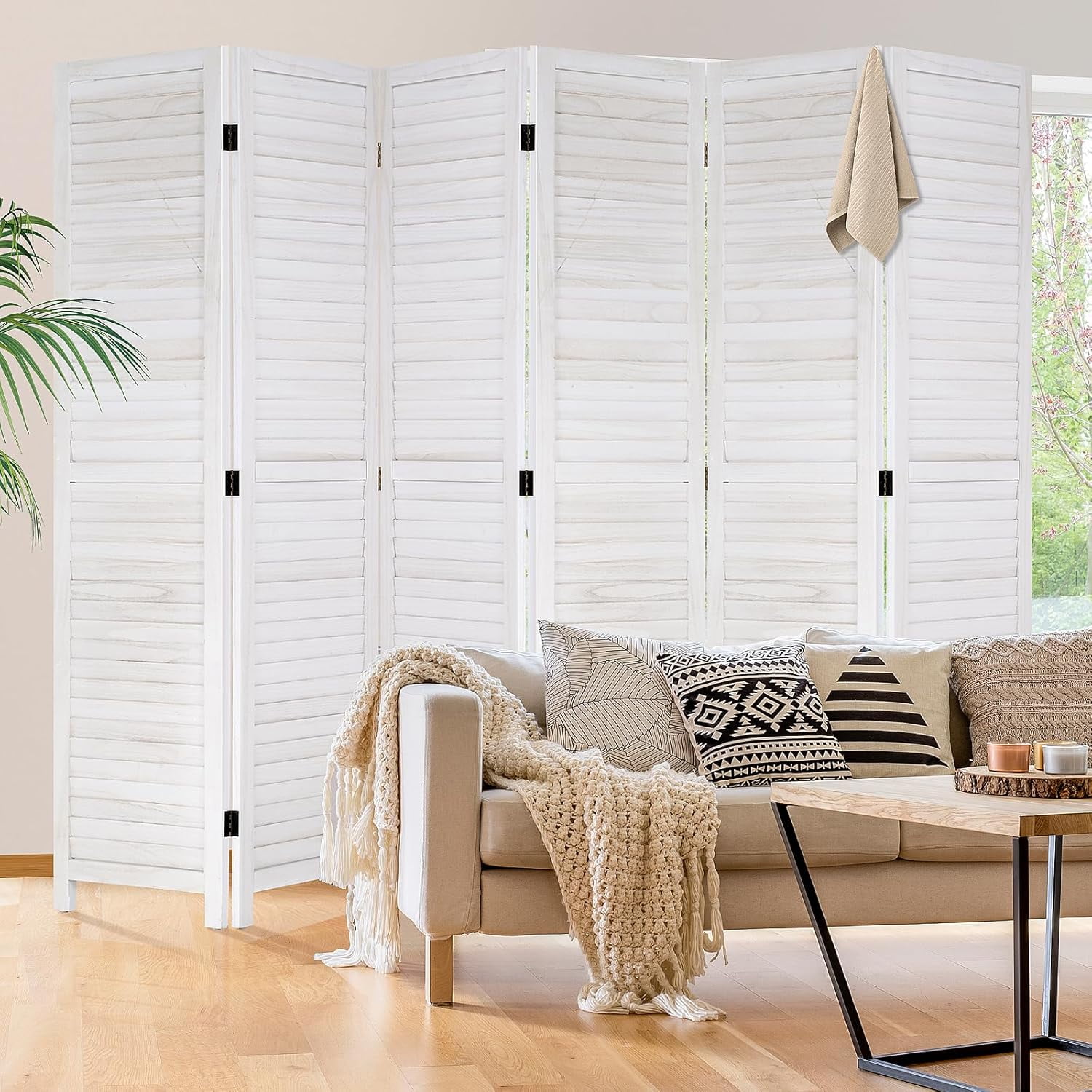 BLKMTY Room Divider 6 Panel Privacy Screen Folding Screen 5.6ft Tall ...