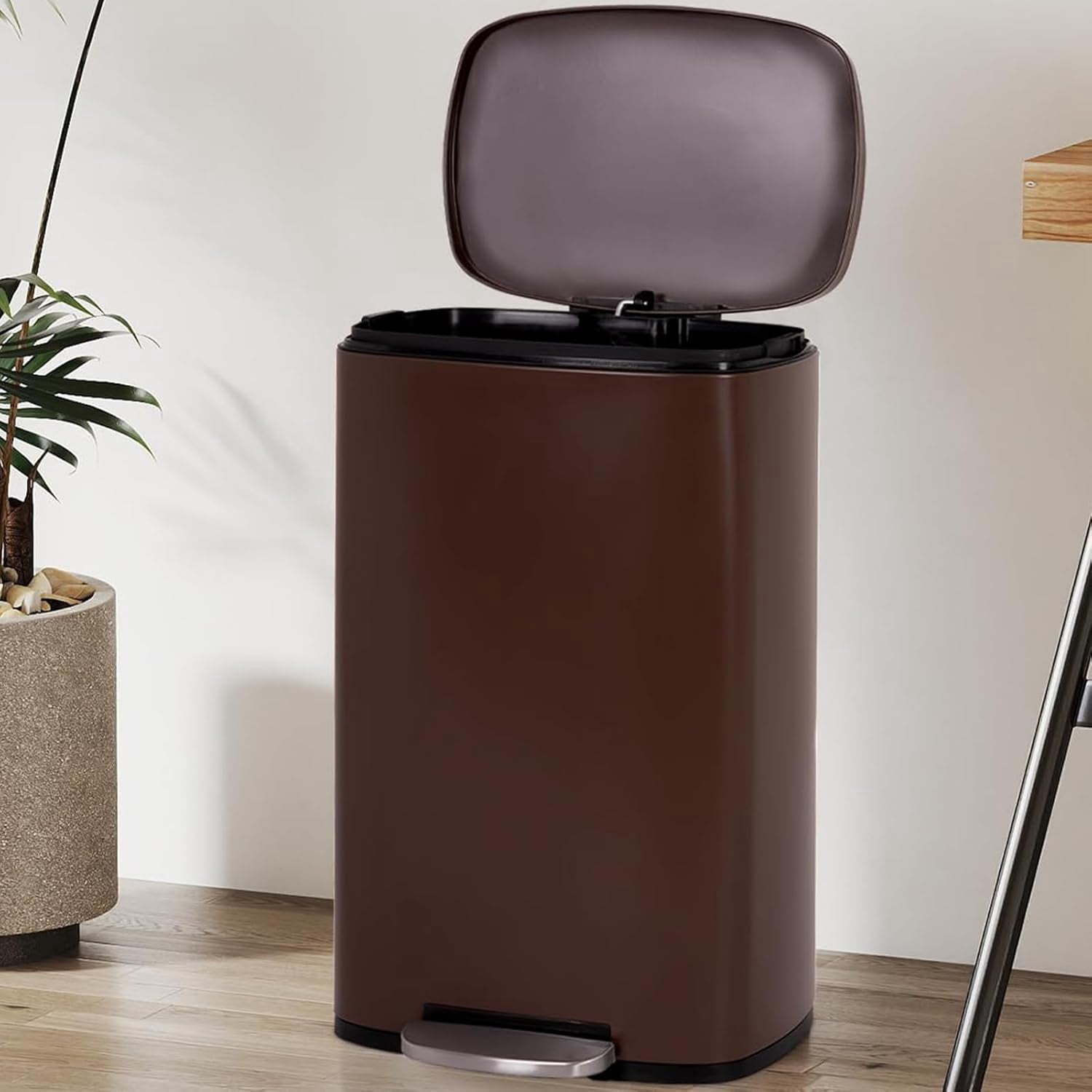 BLKMTY Trash Can Kitchen Garbage Can with Lid, 13 Gallon Stainless ...