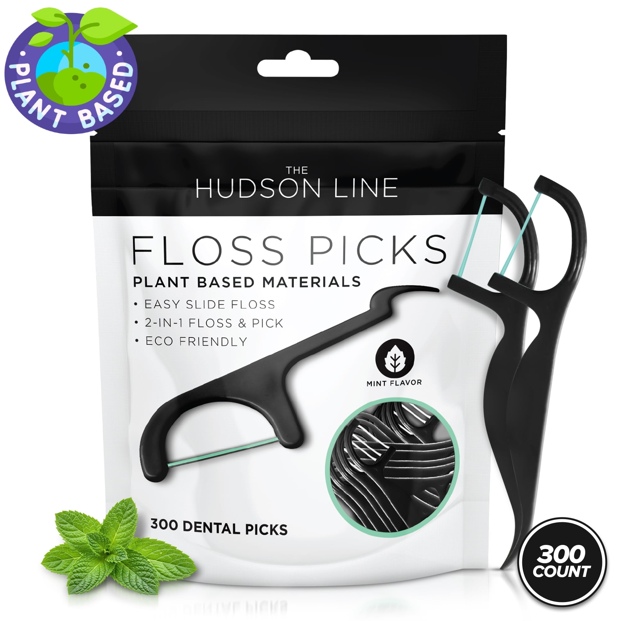 Dental Floss Picks 300 Count Plant Based Dental Floss Picks Eco ...