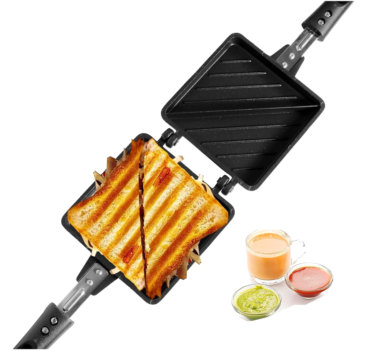 BLLUEX Home and Kitchen Jumbo Gas Toaster 2 Cuts NonStick Gas sandwich ...