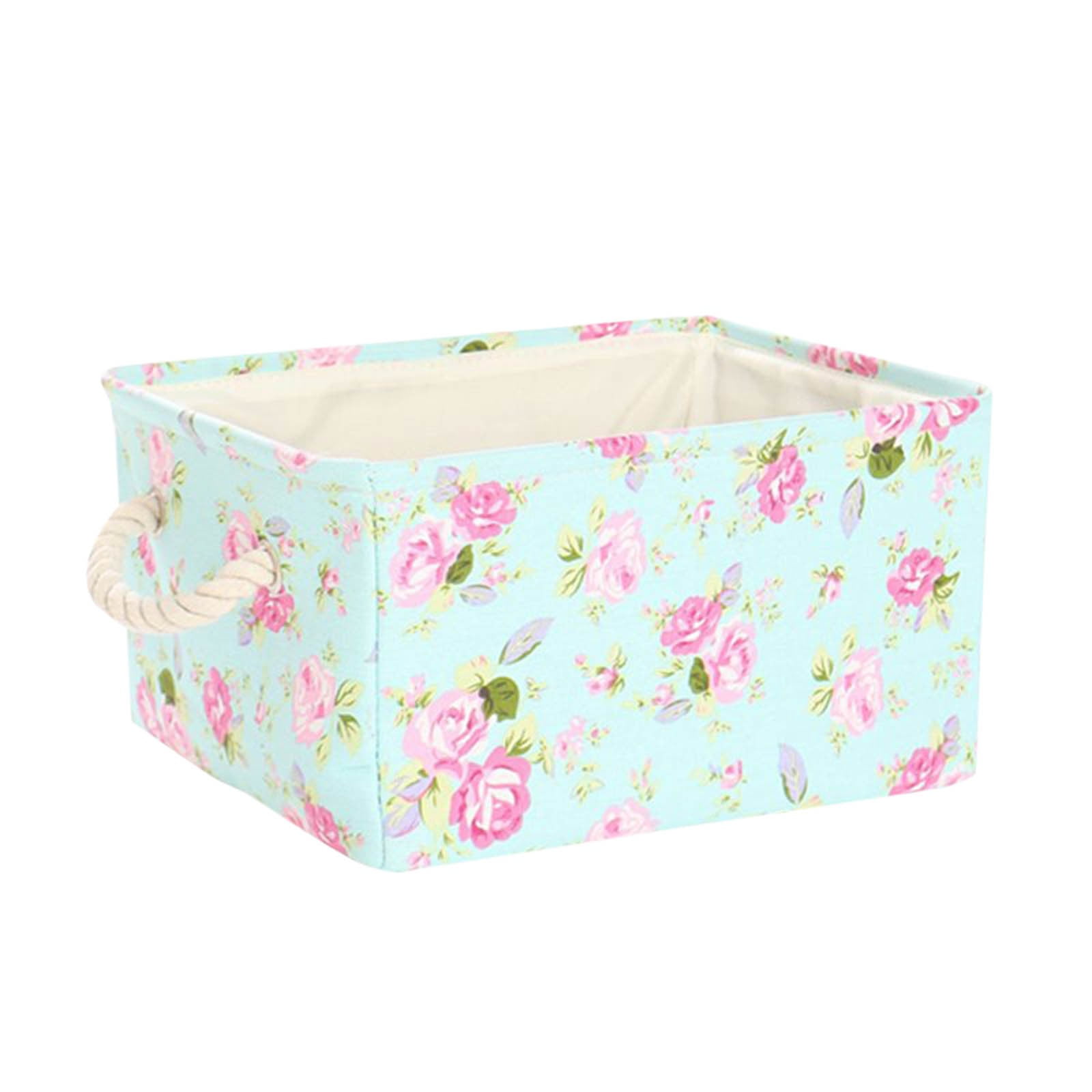 BLLXMX Foldable Storage Basket With Handle Fabric Box Closet Light Blue ...