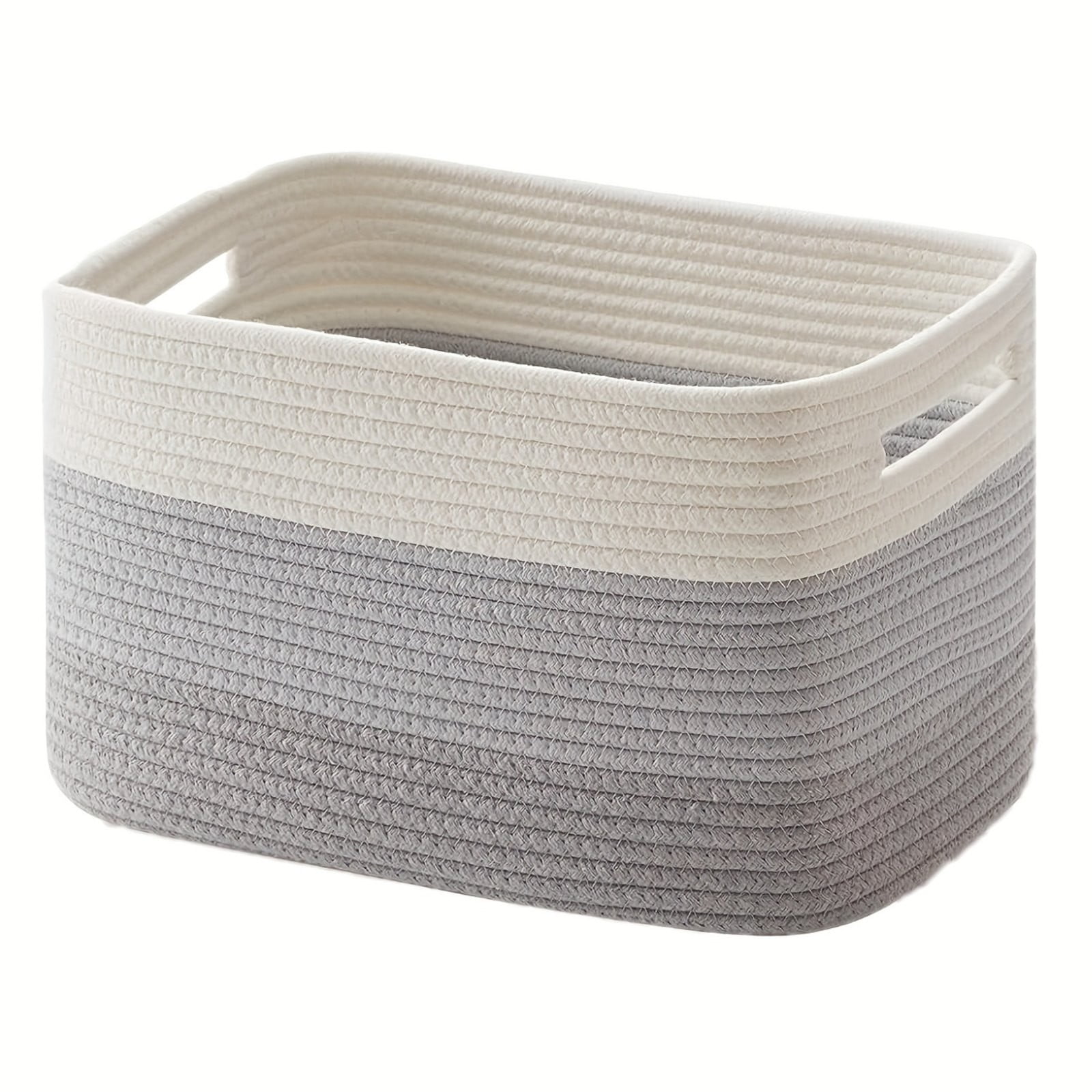BLLXMX Rectangular Woven Storage Basket Cotton Rope Basket For Living ...