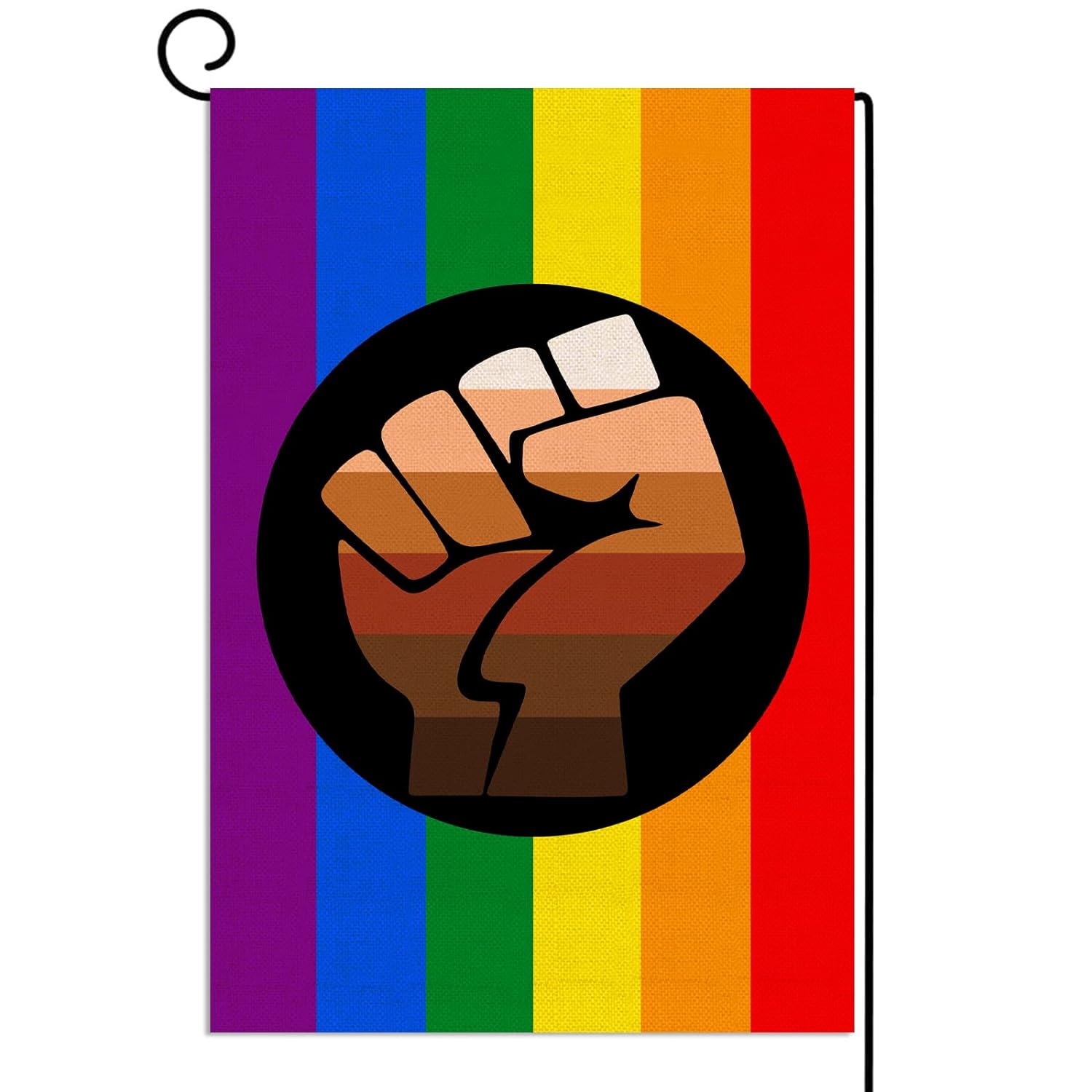 BLM Pride Garden Flag Black Power Rainbow Fist June LGBTQ+ Decorations Outdoor Lawn Yard Patio ...