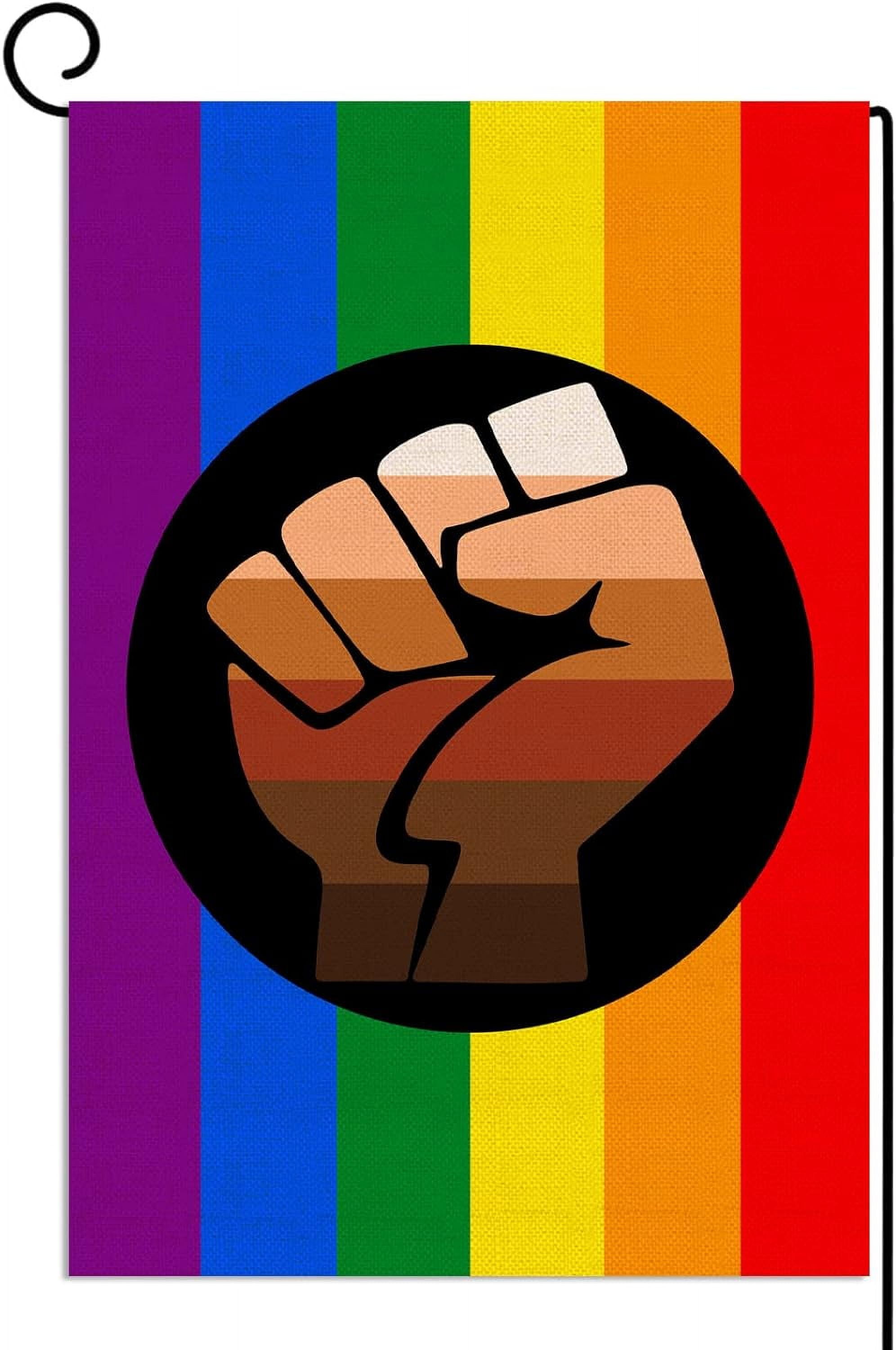 BLM Pride Garden Flag Black Power Rainbow Fist June LGBTQ+ Decorations ...