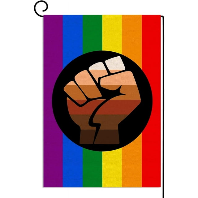 BLM Pride Garden Flag Black Power Rainbow Fist June LGBTQ+ Decorations ...