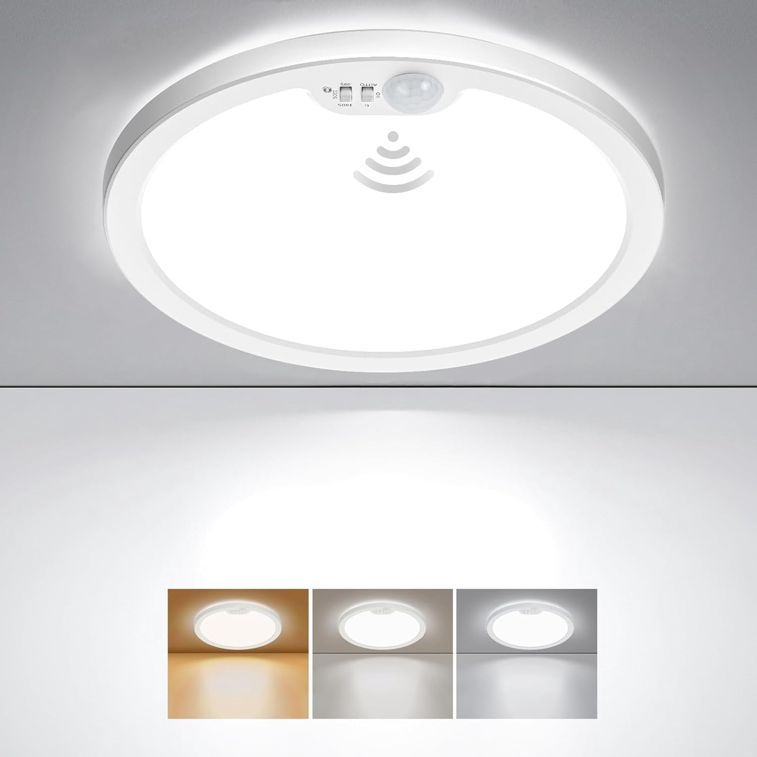 BLNAN 12'' Motion Sensor Ceiling Light Wired,3000K/4000K/5000K ...