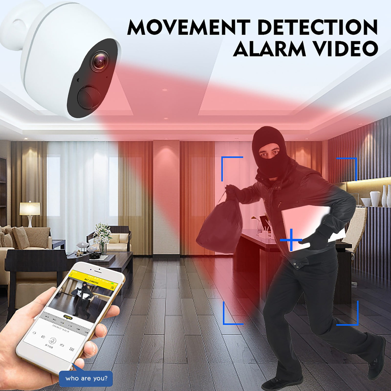 BLNVKOP 1080P Wireless Security Camera Indoor Outdoor Rechargeable ...