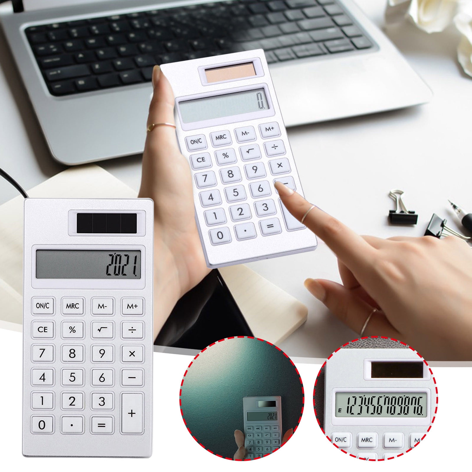 BLNVKOP 12 Digits Student Mini Calculator, Dual Solar Power and Battery ...