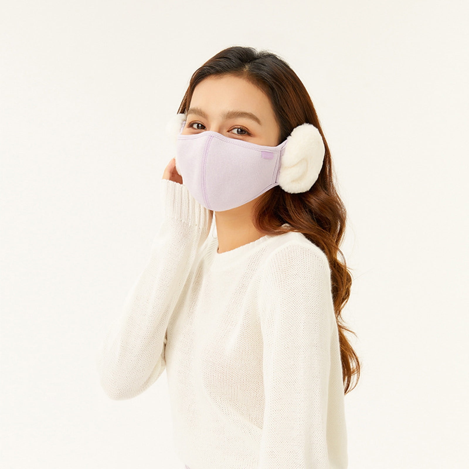 BLNVKOP 2-in-1 Winter Mask for Women - Warm Mask with Ear Muffs ...