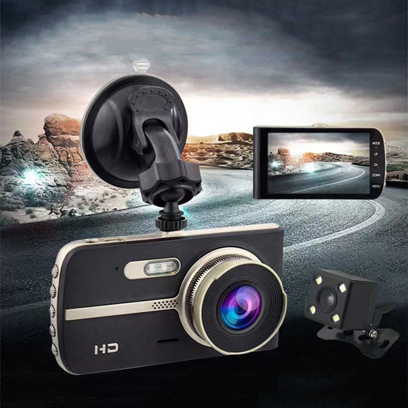 BLNVKOP 4-inch Front And Rear Lens Dash Cam 1080p High-definition Car ...