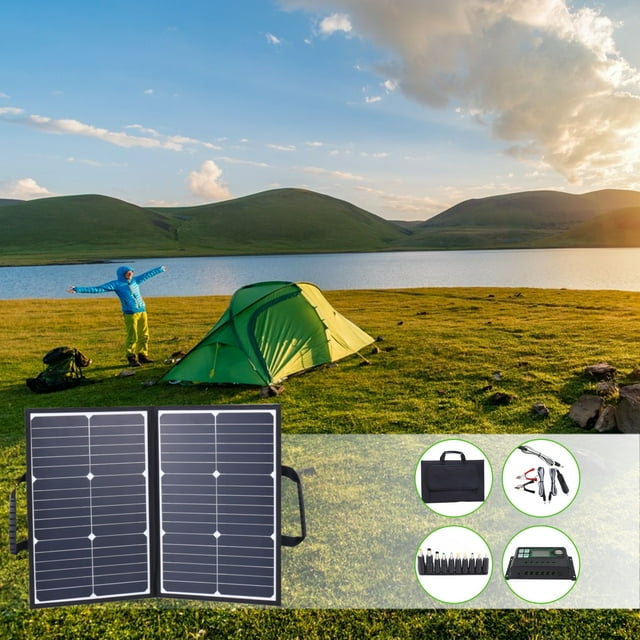 BLNVKOP 60W Solar Panel Folding Kit USB Port/Stand Monocrystalline ...