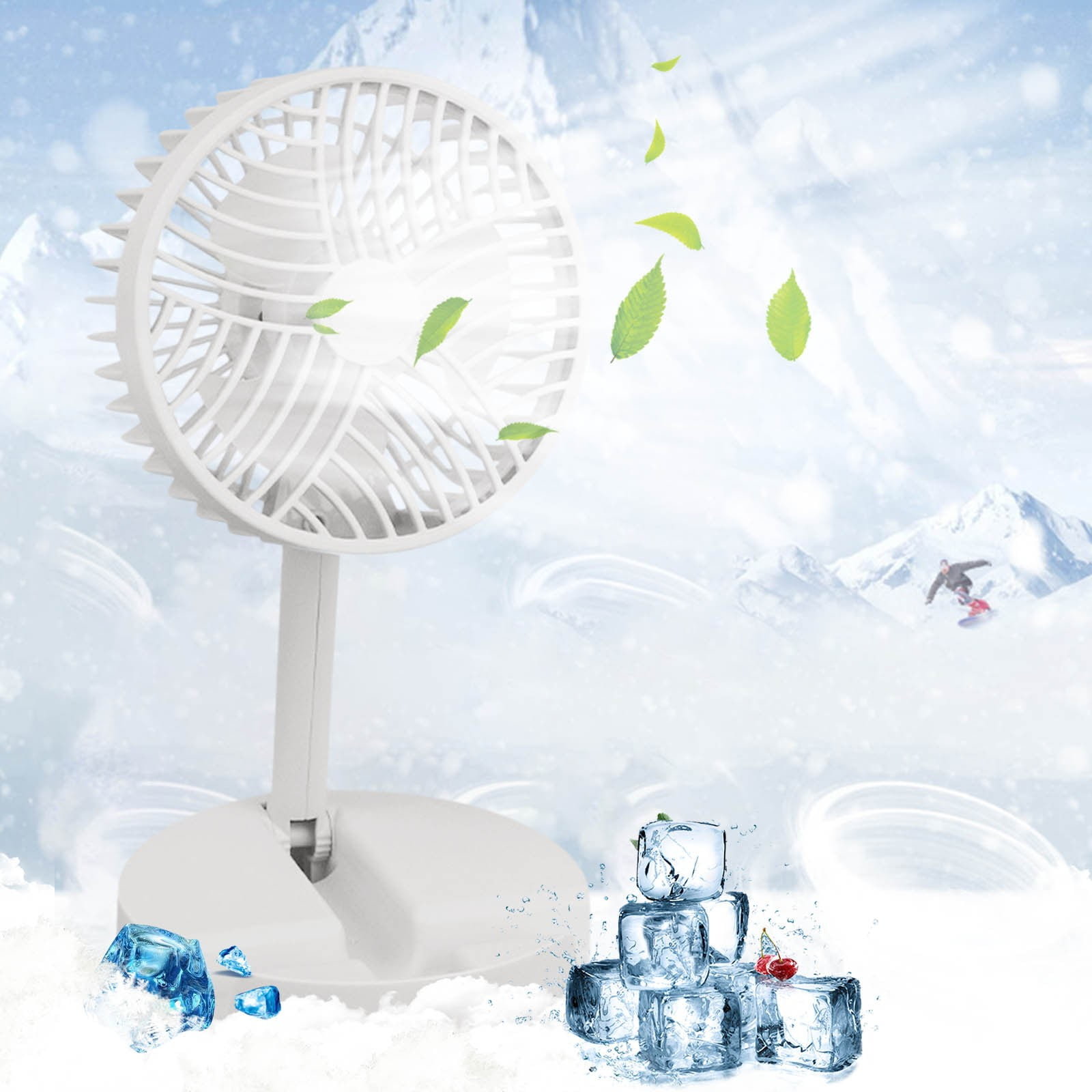 BLNVKOP Battery Operated Portable Foldable Standing Fan Rechargeable ...