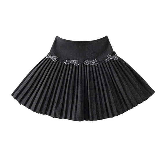 BLNVKOP Children's Solid Color Bow Half Skirt Girls' A-line Pleated ...