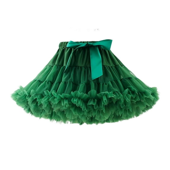 BLNVKOP Children's Solid Color Elastic Waist Half Skirt Mesh Skirt ...