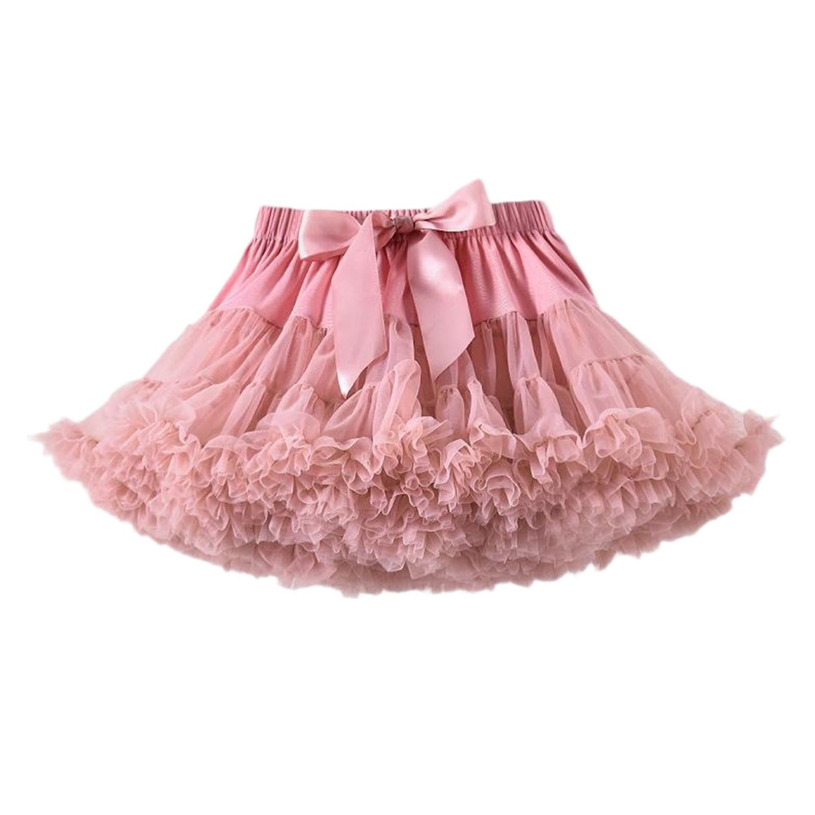 BLNVKOP Children's Solid Color Elastic Waist Half Skirt Mesh Skirt ...
