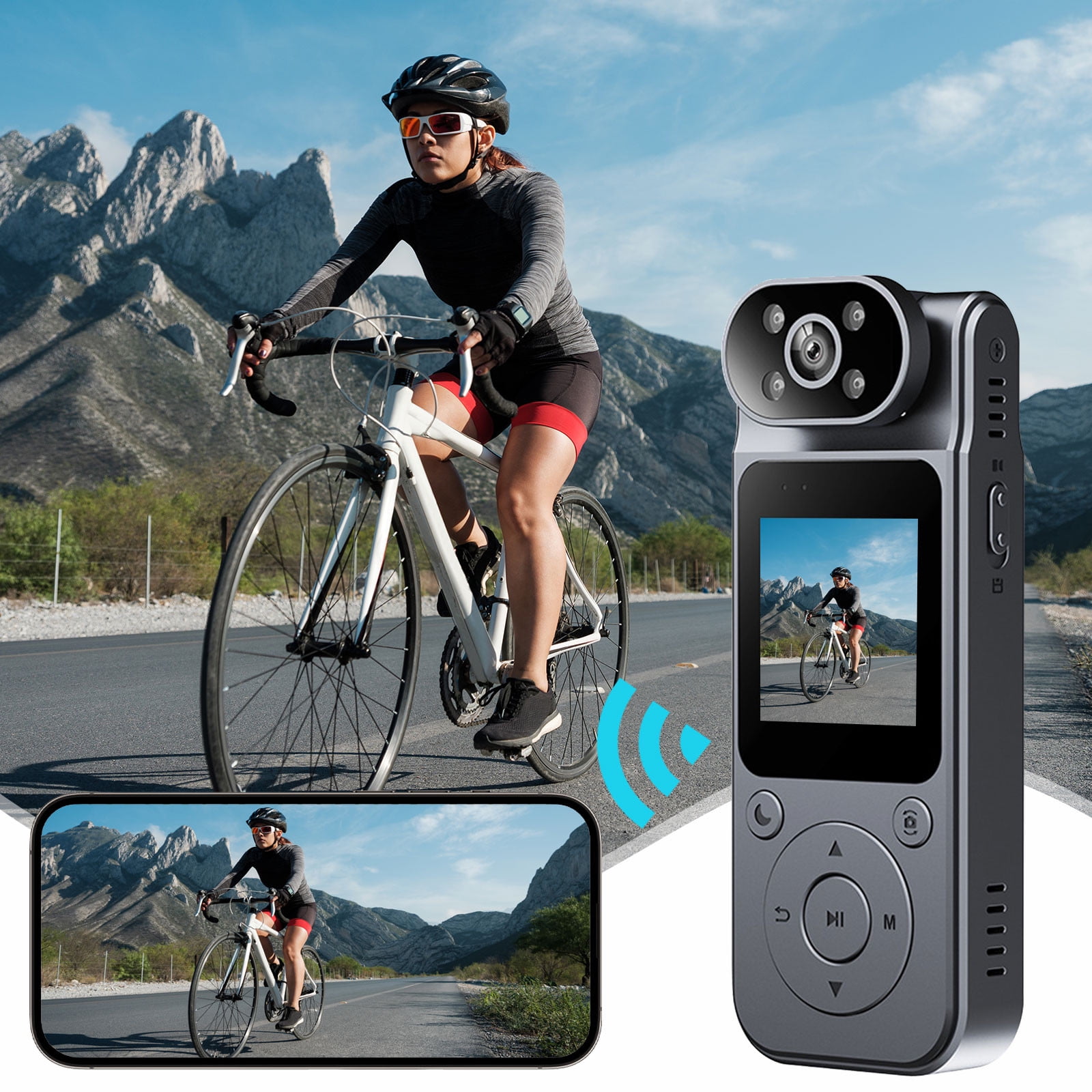 BLNVKOP Back Clip Cycling Camera With HD Night Vision WiFi One Click ...