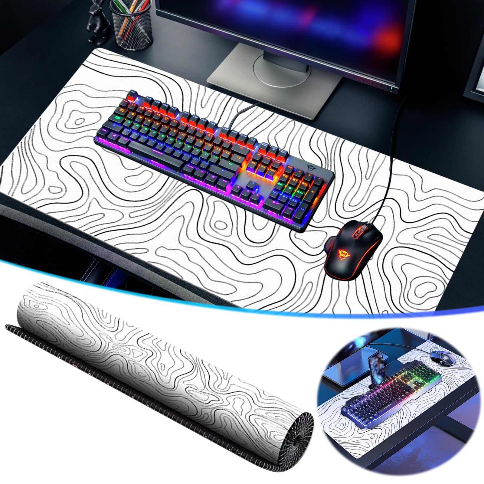 BLNVKOP Clearance Mouse Pad With Large Heat Map Abstract Lines New ...