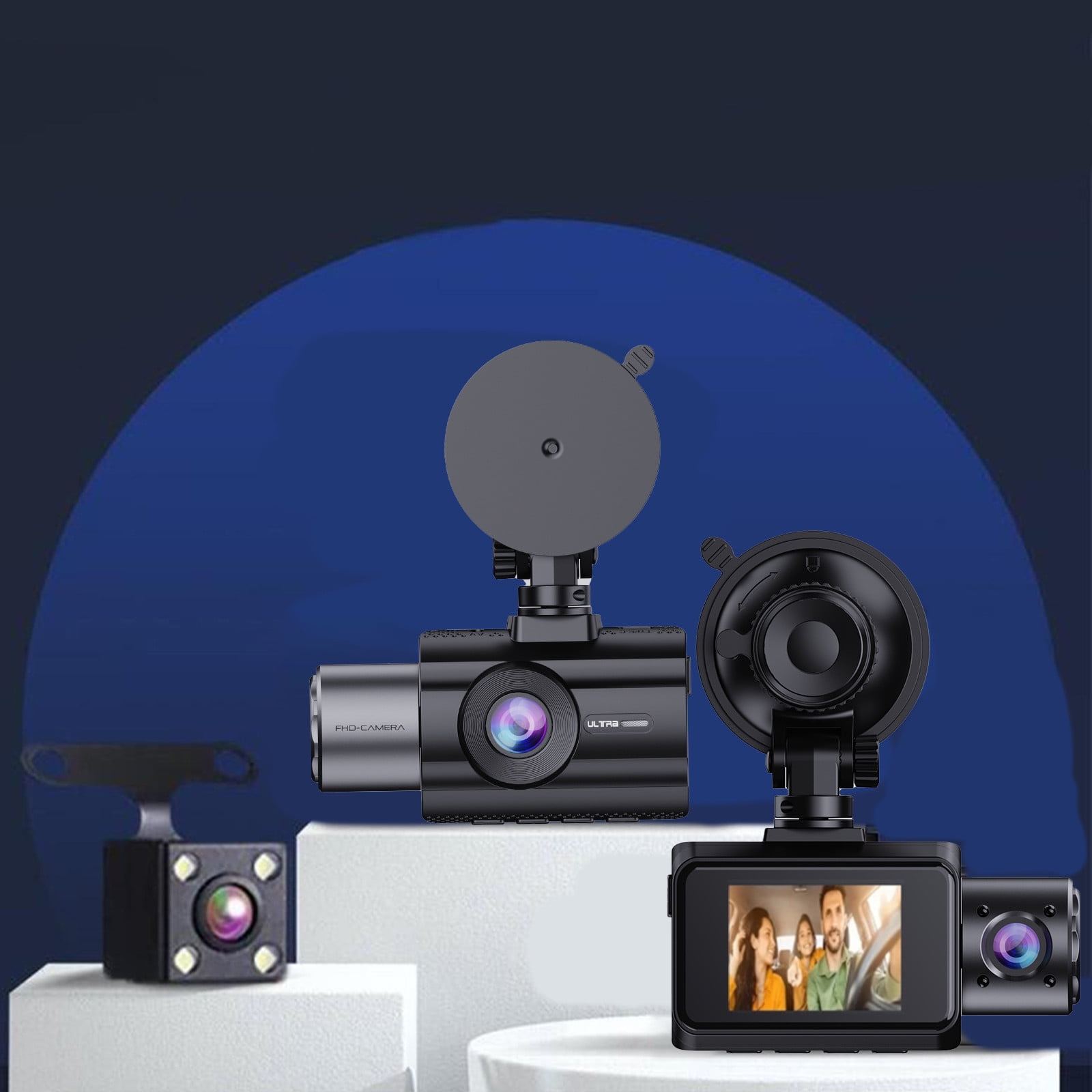 BLNVKOP Dash Cam 1.5in IPS HD 2K Front Inside And Rear 3 Channel Car ...