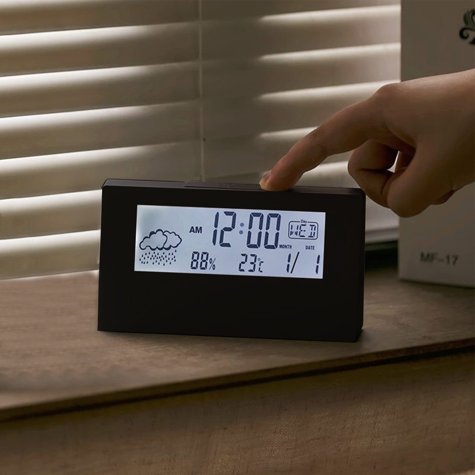 BLNVKOP Digital Alarm Clock With LCD Weather Display Temperature ...