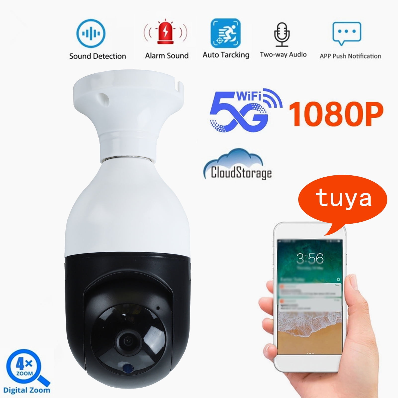 BLNVKOP E27 Bulb Camera, 1080P Security Camera System , 360 Degree ...